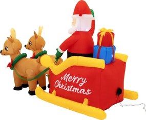 Nafukovací Santa Claus na saních se sobíky 212 cm