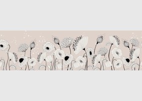 Samolepící bordura na zeď Sketch Kvetů | 5 m x 13.8 cm | DWB8409