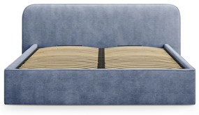 Tmavě modrá čalouněná dvoulůžková postel s úložným prostorem s roštem 160x200 cm Elizabeth – Micadoni