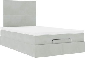 Osmanský rám postele s matracemi světle šedá 120x200cm samet 3314240