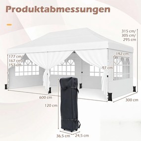 Costway Skládací pavilon s 4 bočními stěnami, výškově stavitelný zahradní altán