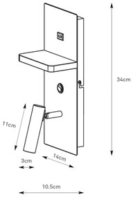 Markslöjd 109018 - LED Nástěnné sv. s poličkou a USB portem CARICA 4W/230V černá