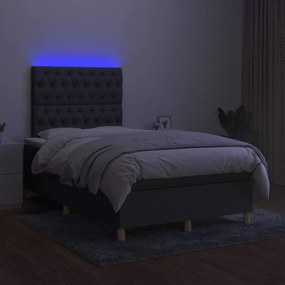 Box spring postel s matrací a LED tmavě šedá 120x200 cm textil 3135662