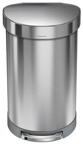 Půlkulatý pedálový koš 45 l, matná ocel, nerez