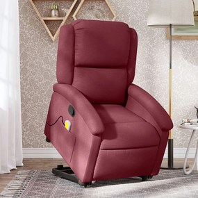 Zvedací masážní polohovací křeslo vínové textil 3204179