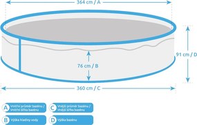 Bazén Orlando 3,66x0,91 m bez příslušenství - motiv bílý
