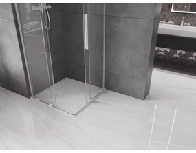 Mexen Velar L Duo, sprchový kout s posuvnými dveřmi 100 x 100 cm, 8mm čiré sklo, broušená ocel, 871-100-100-02-03-97