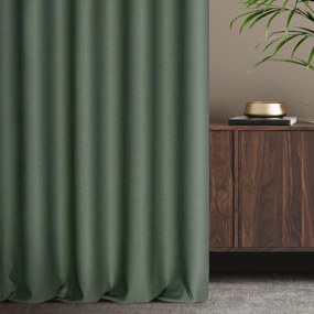 Záclona 140x270 Monte 3 olivově zelená tmavá připravená na pásku z měkké velurové tkaniny v jemné vazbě Terra Collection Eurofirany