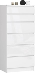 Komoda K60 6SZ bílá/bílý lesk
