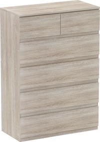 HOMCOM Komoda se 6 šuplíky s minimalistickým designem bez úchytek - 80 x 39 x 115 cm - Přírodní dřevo