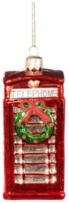 Skleněná ručně vyrobená vánoční ozdoba 11 cm Phone Box – Sass &amp; Belle