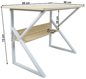 Kondela Psací stůl, s policí, dub přírodní / bílá, TARCAL 80