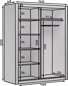 ADRK Furniture Posuvná skříň MOX 160 ADRK-SW-MOX-160-A