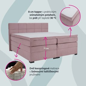 Boxspringová pocketová postel, 180x200, růžová, APRIL