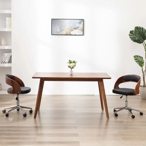 Otočné jídelní židle 2 ks černé ohýbané dřevo a umělá kůže - Default Title