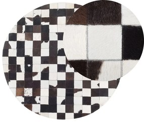 Černobílý patchwork koberec z hovězí kůže ⌀ 140 cm BERGAMA Beliani