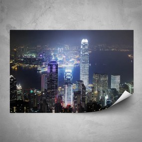 Plakát - Noční Hongkong (60x40 cm) - PopyDesign