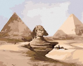 zuty zuty - malování podle čísel - sfinga a pyramidy egypt, 80x100 cm, plátno