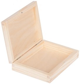 FK Dřevěná krabička plochá - 16x13x4 cm, Přírodní