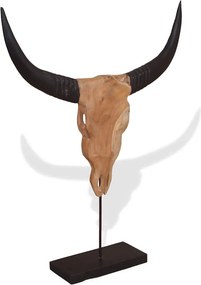 Socha býčí lebky z teakového dřeva 66x15x88 cm 244566