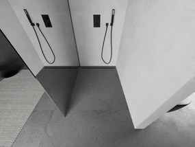 Mexen Kioto, sprchová zástěna Walk-In 140 x 200 cm, 8mm sklo vzor zrcadlo, grafitový profil, 800-140-101-95-50