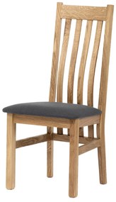 Autronic Dřevěná jídelní židle, potah antracitově šedá látka, masiv dub, přírodní odstín