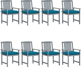 vidaXL Zahradní židle s poduškami 8 ks masivní akáciové dřevo [3078257] Barva: Modrá