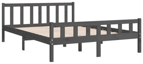 Rám postele šedý masivní dřevo 140 x 200 cm - Default Title