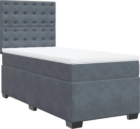 Box spring postel s matrací tmavě šedá 90x190 cm samet 3293099