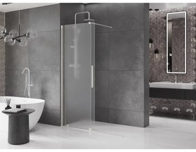 Mexen Velar, sprchová zástěna s posuvnými dveřmi Walk-in 130 x 200 cm, 8mm sklo námraza, broušená ocel, 871-130-000-33-97