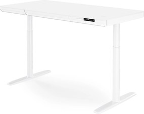 Elektrický psací stůl sit-stand se zásuvkou a bezdrátovou nabíječkou Qi bílý, 1400 mm: ELLIS