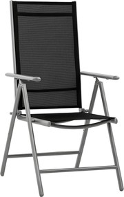 Skládací zahradní židle Outsunny z hliníku a textilenu s 7 nastavitelnými úrovněmi, černá 65x55x85-105cm | Aosom