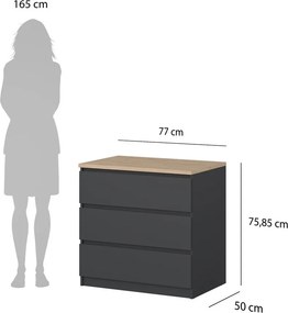 Tmavě šedá komoda 77x76x50 cm Naia – Tvilum