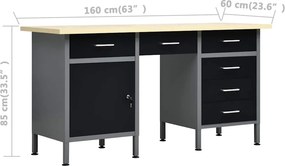 Pracovní stůl se čtyřmi nástěnnými panely 3053429