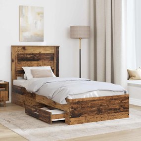 Rám postele s čelo Staré dřevo 90 x 190 cm Kompozitní dřevo 3410364