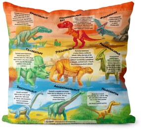 Polštář Encyklopedie Dinosaurů (Velikost: 55 x 55 cm)