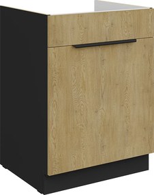 CREMONA cc | dolní skříňka 60 ZL 1S dřezová | 60 cm | PREMIUM BOX | černá/cremona