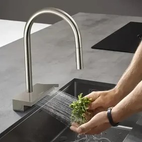 Hansgrohe - Dřezová baterie Aquno Select s výsuvnou sprškou a plochým