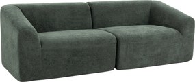 HOMCOM 3-místná pohovka z čenilu 225 cm, moderní čalouněná obývací pohovka s širokým sedákem, polštáře s pružinovým jádrem, tmavě zelená