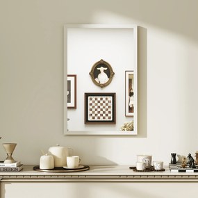 HOMCOM obdélníkové nástěnné zrcadlo 41 x 61 cm (Š x V), bílý MDF rám — Ideální do koupelny, obývacího pokoje nebo ložnice