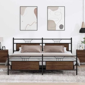 Kovový rám postele bez matrace hnědý dub 200 x 200 cm 3325106
