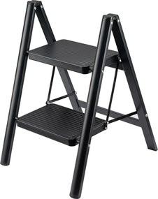 Skládací žebřík Wiltec – 150 kg, černá (66152)