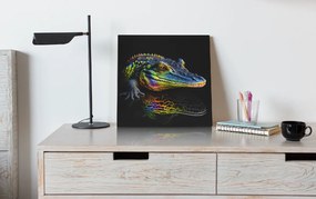 Obraz na plátně - barevný Aligátor FeelHappy.cz Velikost obrazu: 140 x 140 cm