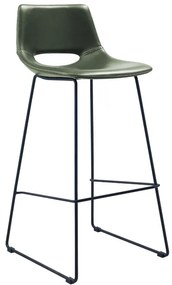 OnaDnes -20% Zelená koženková barová židle Kave Home Zahara 76 cm
