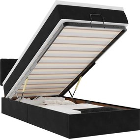 Osmanská postel s matrací &amp; LED černá 80x200cm samet 3312658