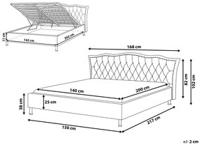 Šedá čalouněná postel Chesterfield s úložištěm 140x200 cm METZ Beliani