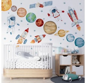 Gario Dětská nálepka na zeď Solar system - planety, astronauti, satelit a rakety Rozměry: XL