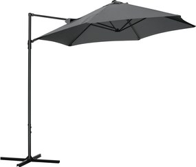 Zahradní slunečník Outsunny Ø256x245 cm s 360° otočným ramenem, manuálním otvíráním a křížovou základnou pro terasu venku | Aosom