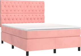Box spring postel s matrací růžová 140x200 cm samet 3143210