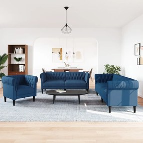 3dílná sedací souprava modrá textil 3209197